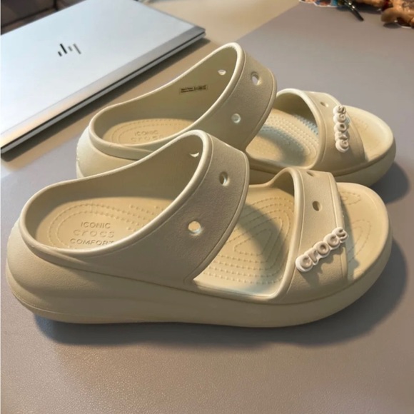 CROCS | Shoes | Crocs Womens Bone Beige Classic Crush Platform Sandal ...